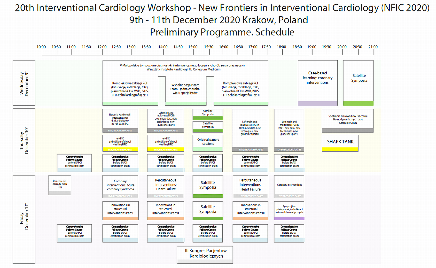 Schedule – New Frontiers in Interventional Cardiology Workshops